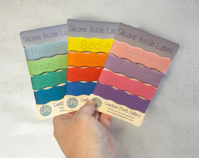 Silicone Water Bottle Labels, Waterproof Wavy Bands, Labels for Baby ...