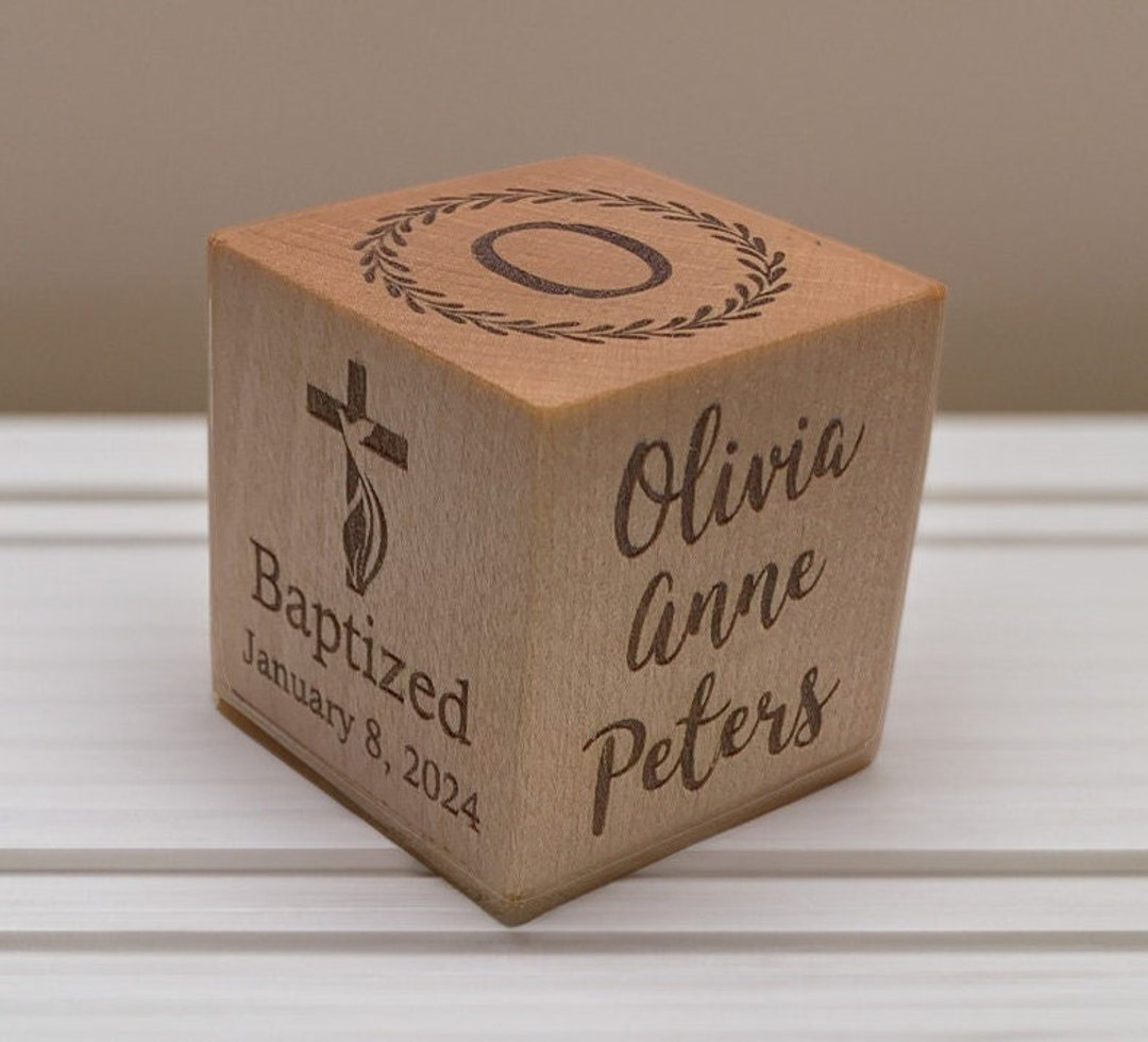 Personalized Wooden Baptism Baby Block, Wood Block for Baby, Baby ...