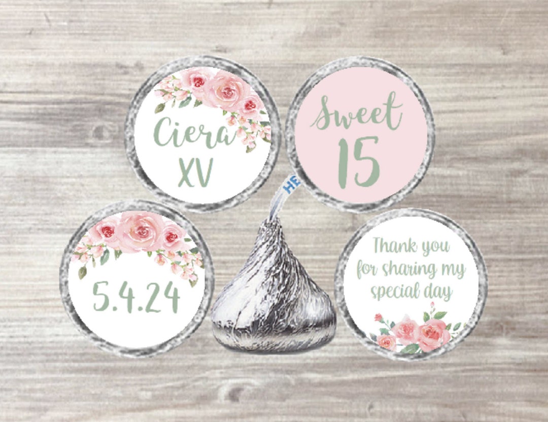 Quinceañera Candy Kiss® Stickers 15th Birthday Personalized Labels for ...