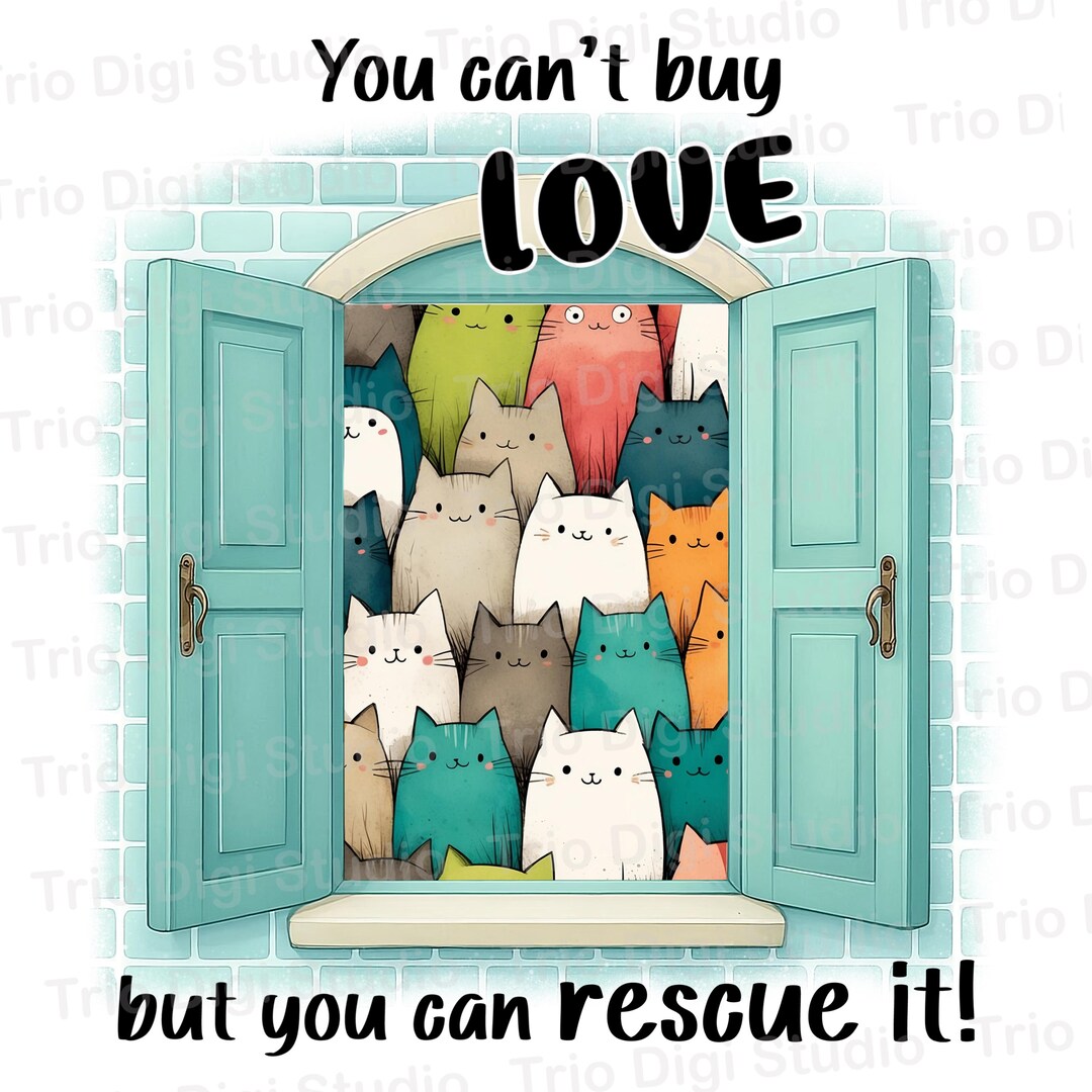 Cute Rescue Cats PNG Clipart, Digital Download, Animal Pet Lover, Happy ...