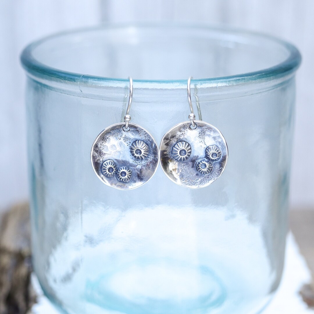 Barnacle Disc Dangle Earrings in Sterling Silver. Barnacle Collection ...