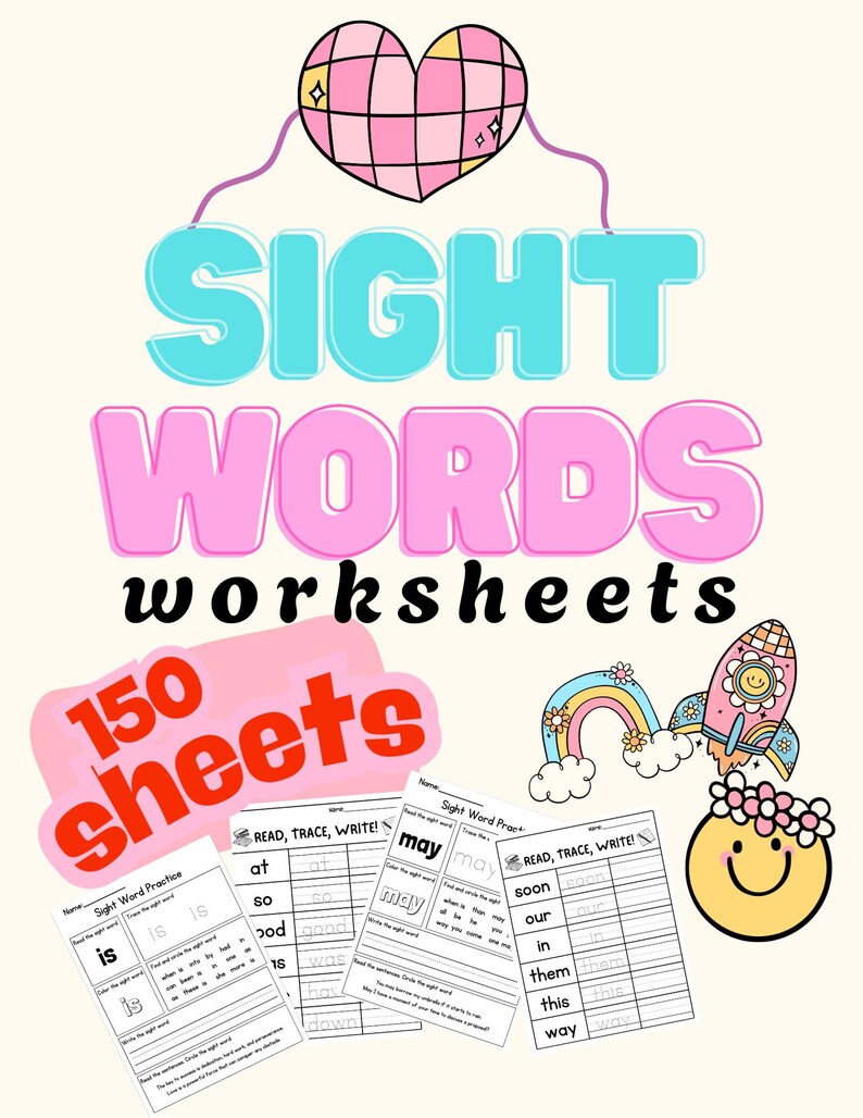150 Sight Words Worksheets, Reading & Writing Practice (printable) - Etsy