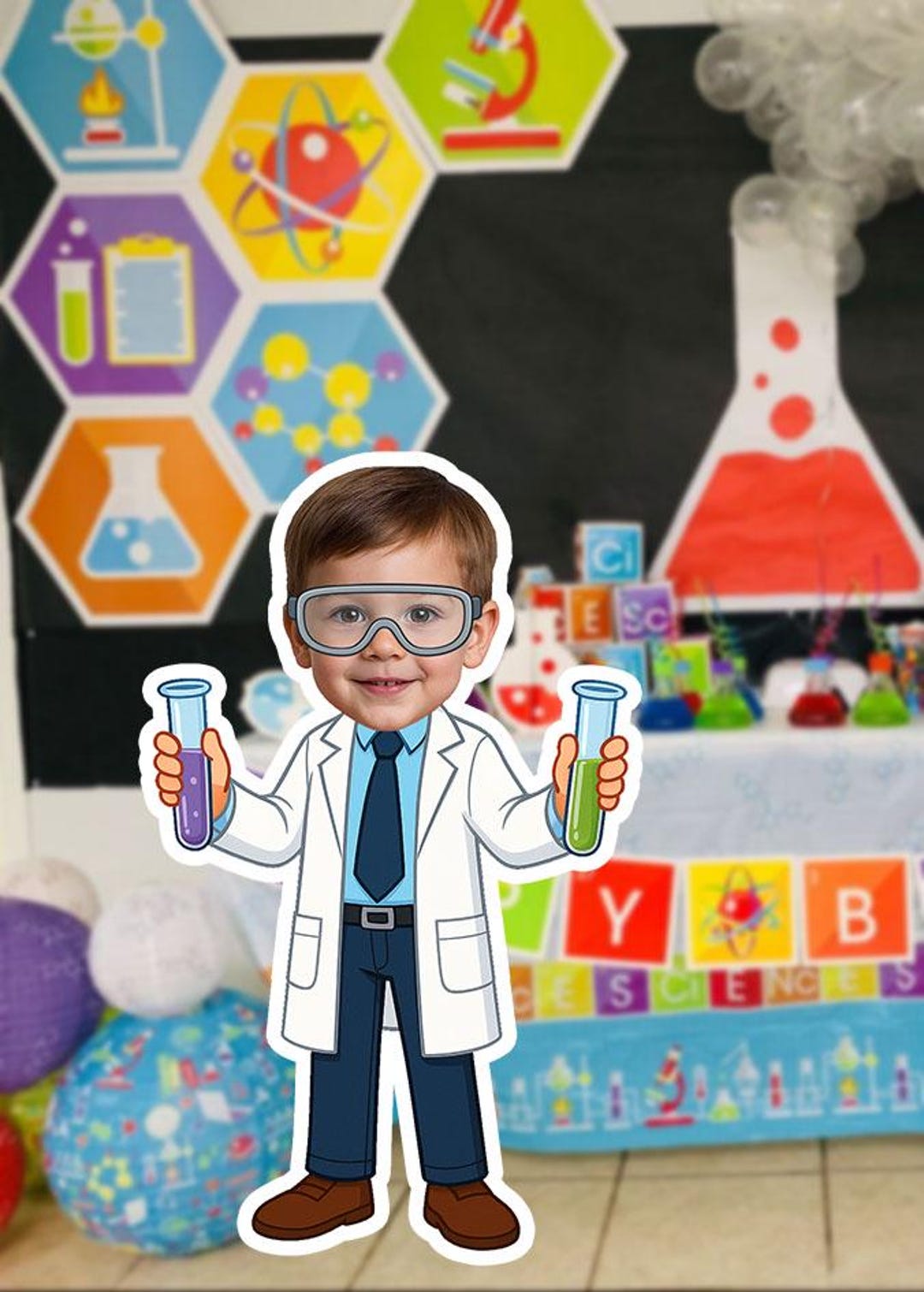 Custom Scientist Boy Cutout – Personalized Face Digital Party ...