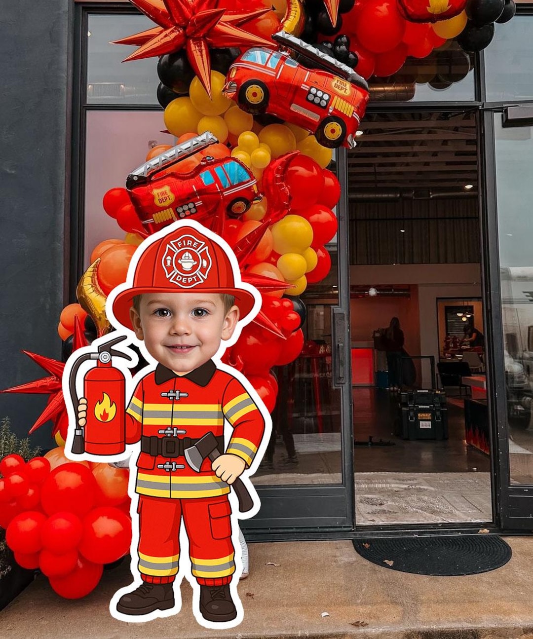 Cutout Firefighter Boy With Suit and Fire Extinguisher – Custom Face ...