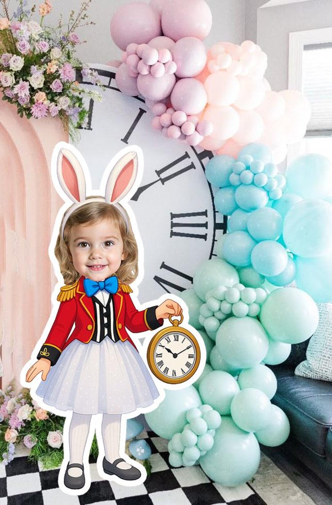 Cutout White Rabbit With Pocket Watch – Custom Face Digital Party ...