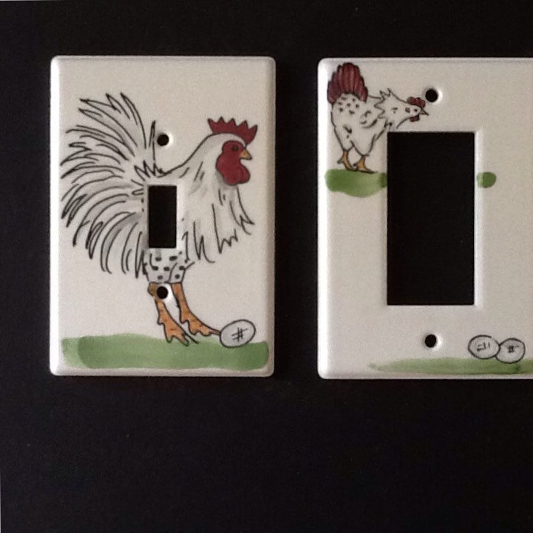Ceramic Handpainted Rooster Switch Plates - Etsy