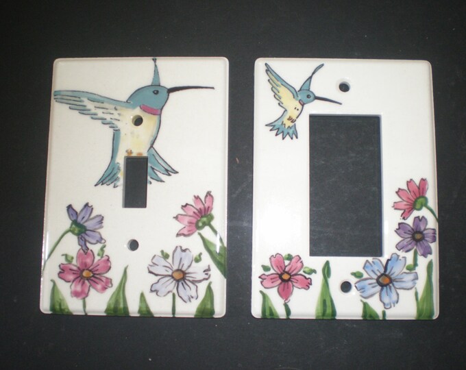 Ceramic Handpainted Hummingbird Switch Plates - Etsy
