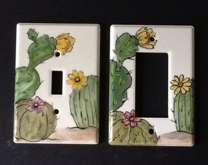 Handpainted Ceramic Cactus Switchplates - Etsy