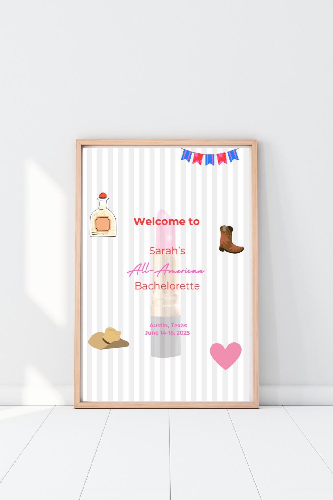 Editable Bachelorette Welcome Sign | All-american Bach Party Printable ...
