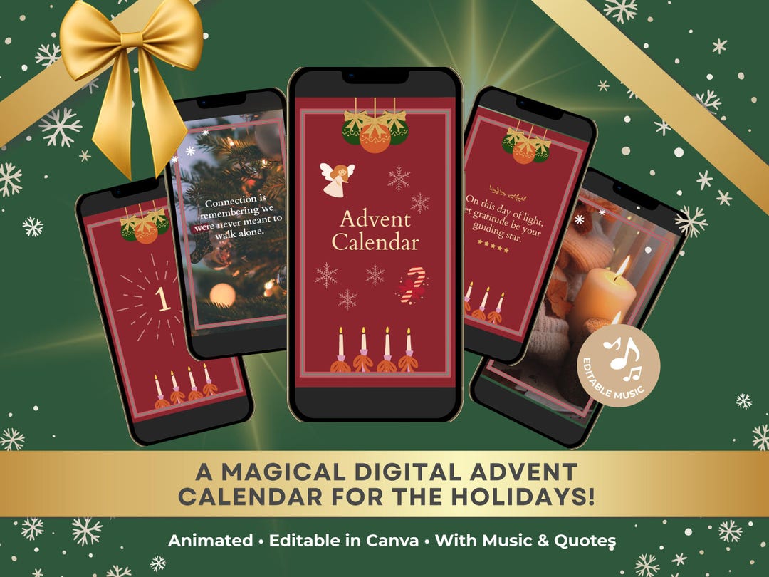 Animated Digital Advent Calendar: Cozy Quotes & Music (canva Template ...