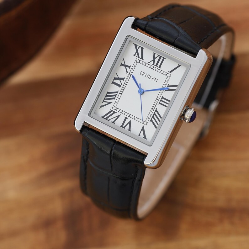 Mens Vintage Retro Rectangular Silver Analog Dress Watch - Etsy UK