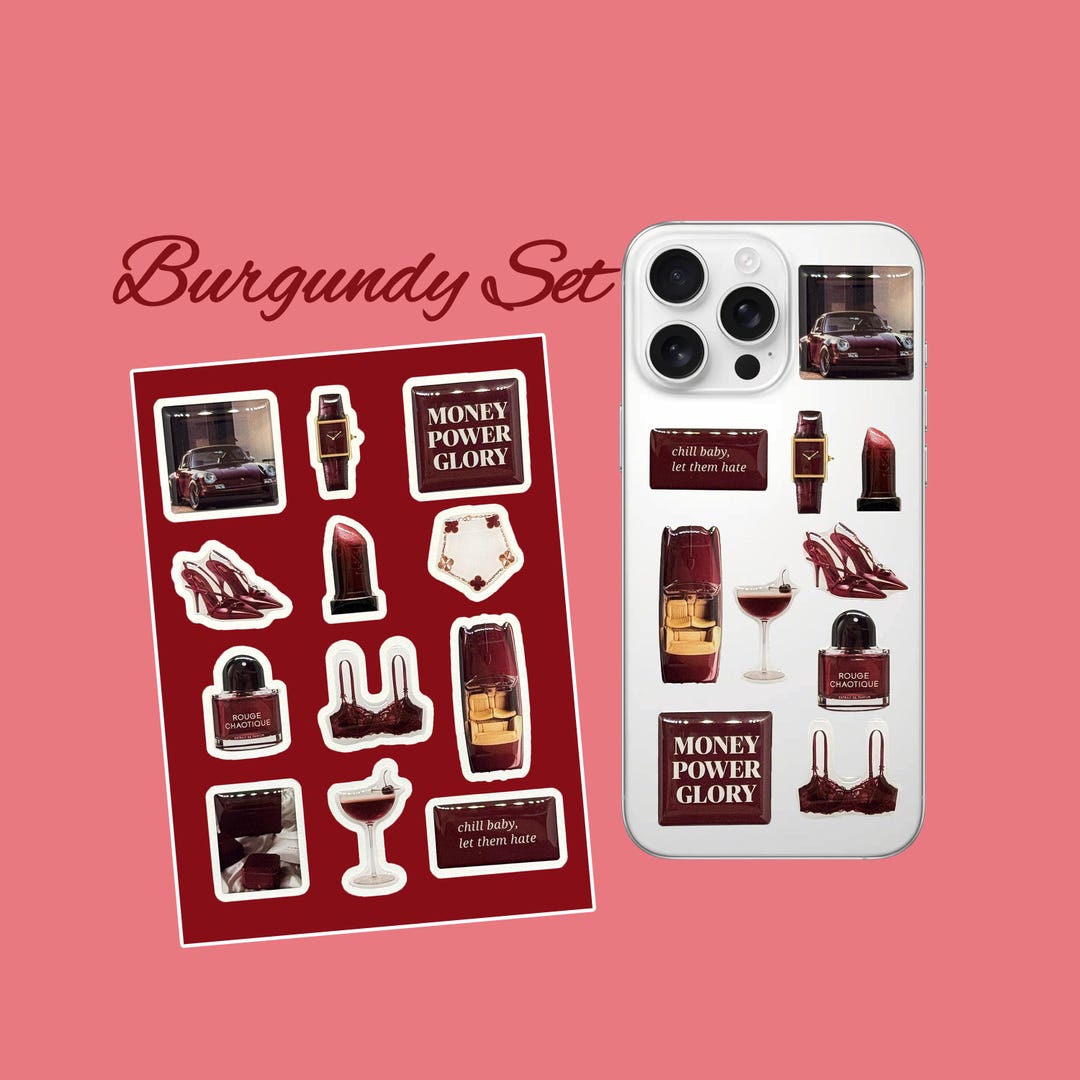 Burgundy 3D Epoxy Stickers for iPhone iPad MacBook Sticker Set Style ...