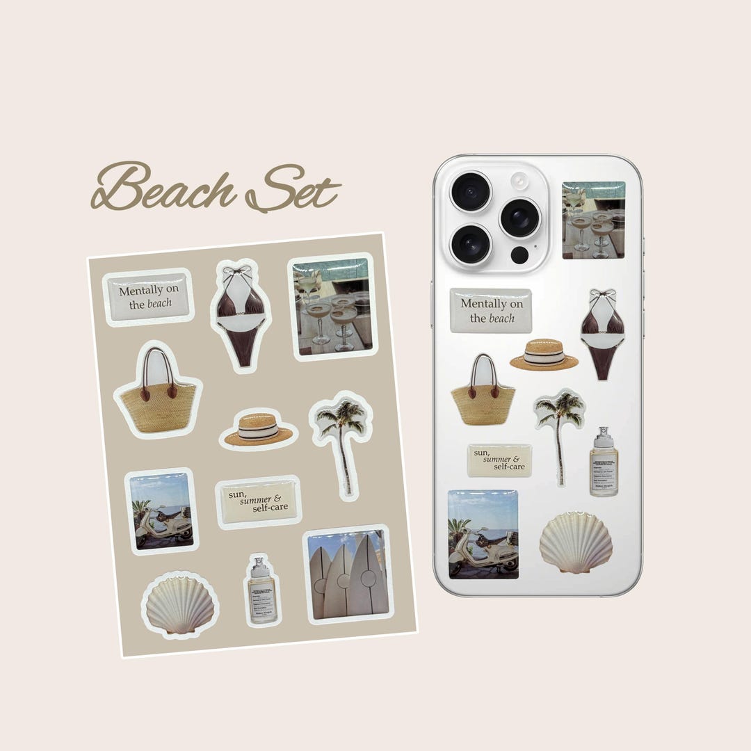 Beach Vibe 3D Epoxy Stickers for iPhone iPad MacBook Sticker Set Style ...