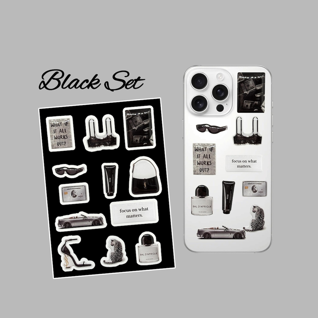 Black 3D Epoxy Stickers for iPhone iPad MacBook Sticker Set Style ...