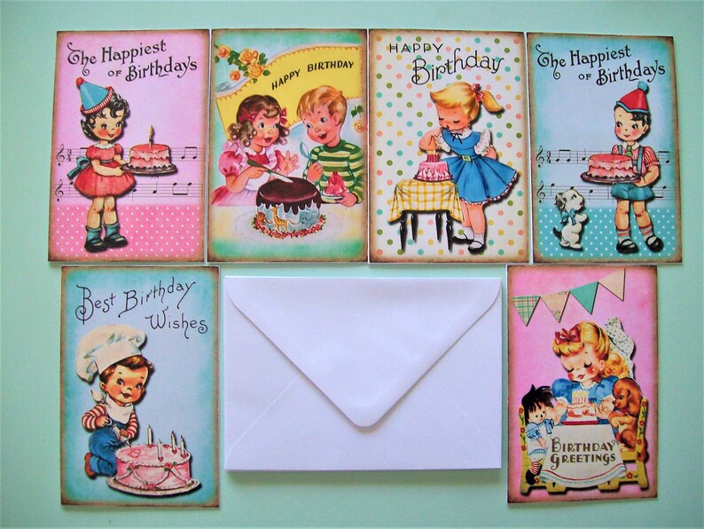 NEW vintage Birthday Pack Set 6 Cards/envelopes | Etsy