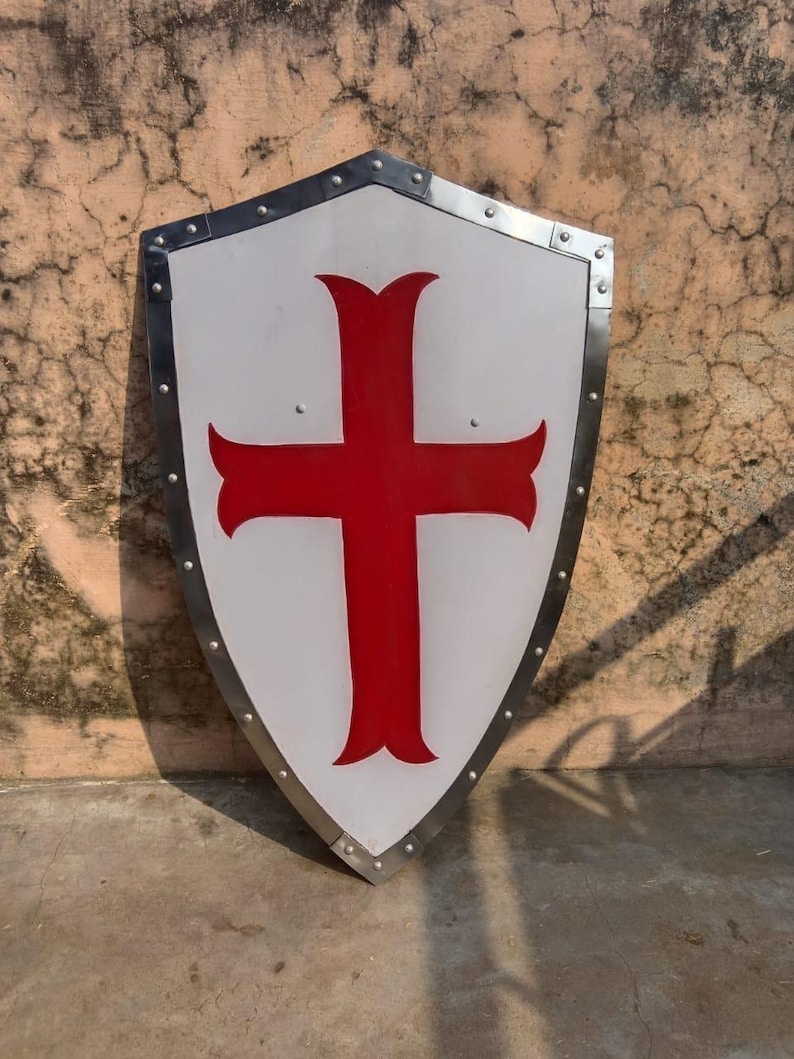 Battle Ready Templar Shield: Medieval Knight Shield With Red Cross - Etsy