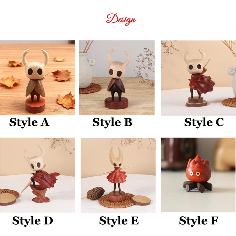 Handmade Hollow Knight Figurine, Engraved Walnut Beech Wood, Detachable ...