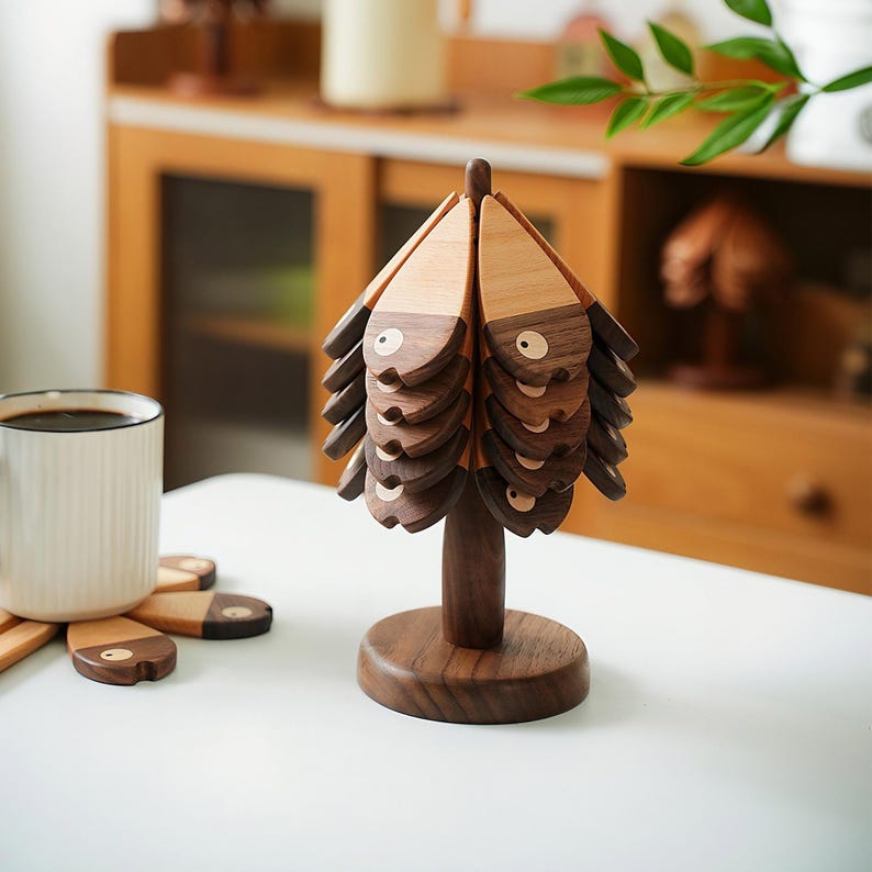 Handmade Wood Trivet Set, Fish in Tree Design, Housewarming Gift - Etsy