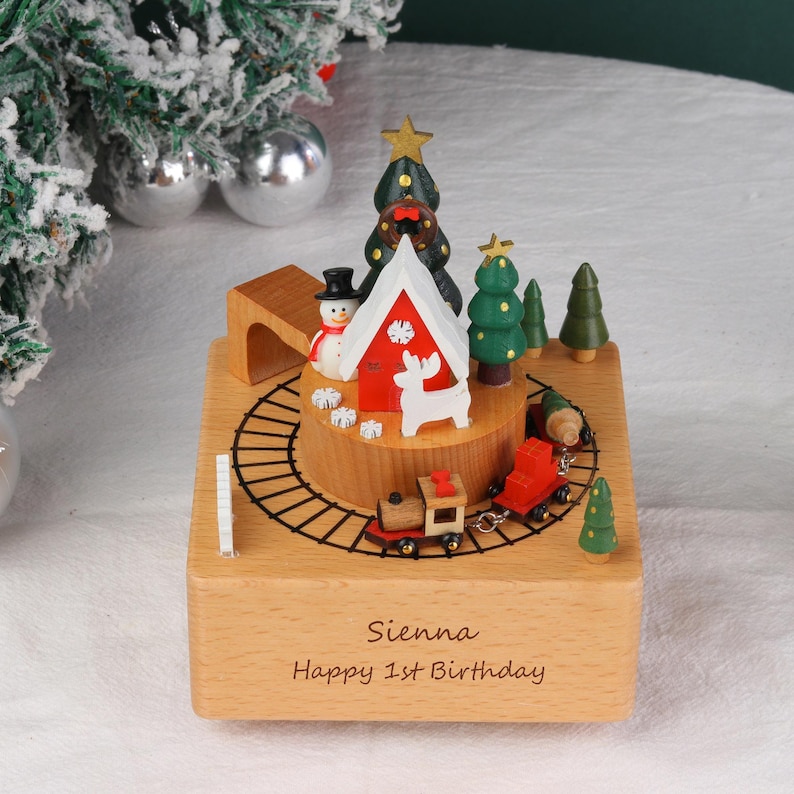 Personalized Engraved Keepsake Carousel Music Box ,wooden Animal Ferris ...