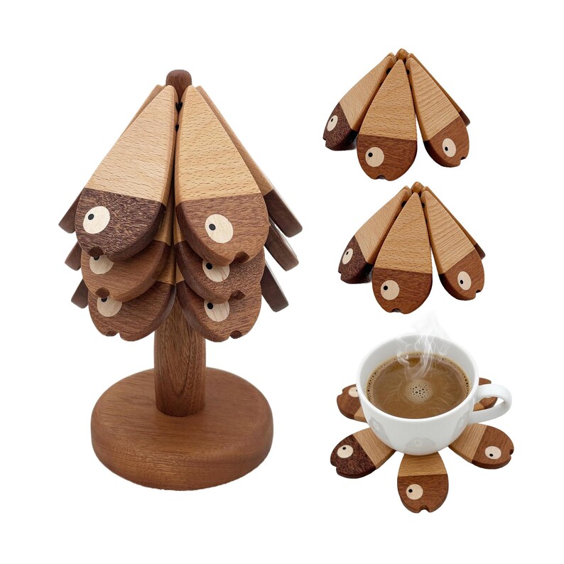 Handmade Wood Trivet Set, Fish in Tree Design, Housewarming Gift - Etsy