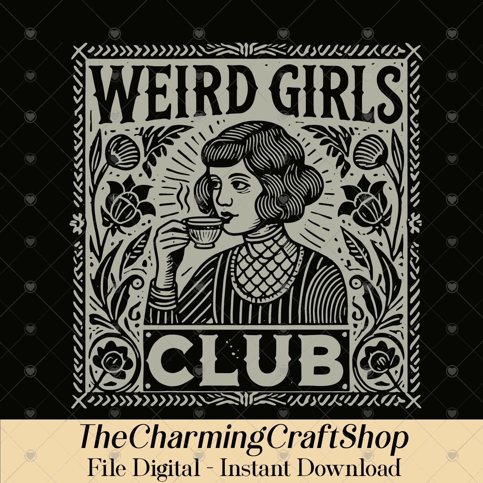 Weird Girls Club File Digital Printable, Feminist PNG, Bookworm ...