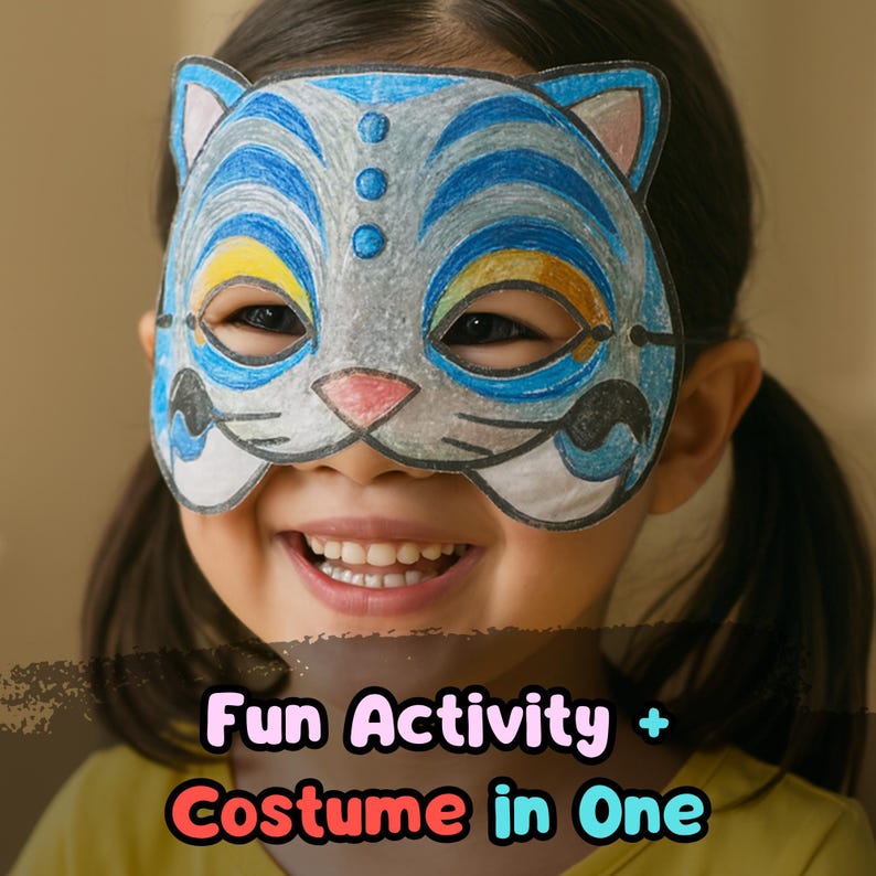 Kpop Tiger Derpy Mask + Coloring Page, Kids Costume Activity (PDF ...