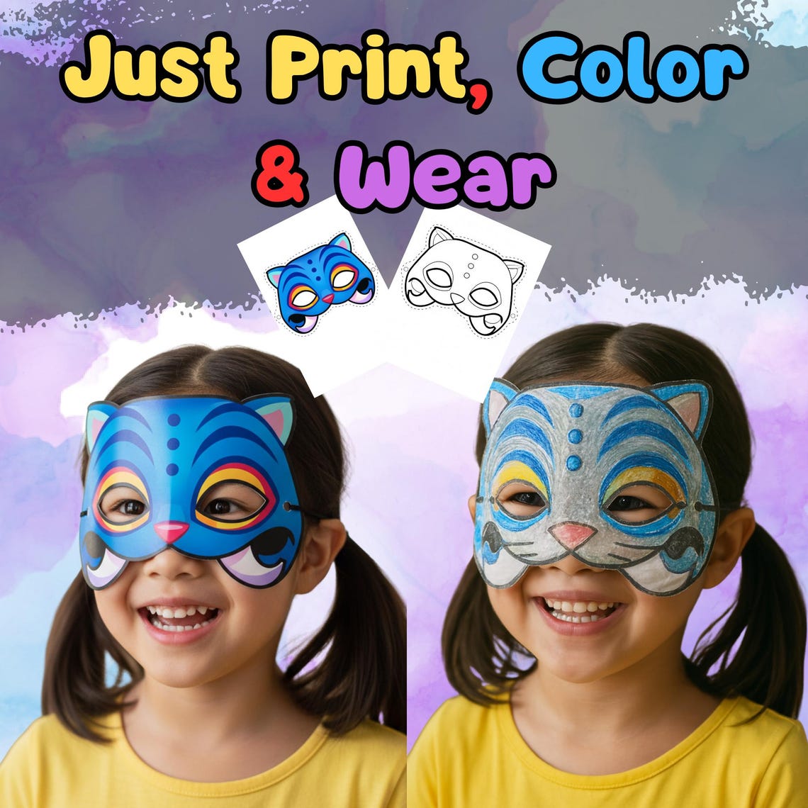 Kpop Tiger Derpy Mask + Coloring Page, Kids Costume Activity (PDF ...