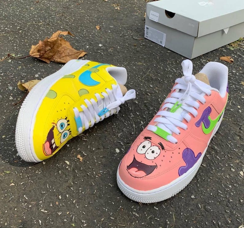 Nike Air Force 1 Custom Sponge Bob and Patrick Star Shoes - Etsy