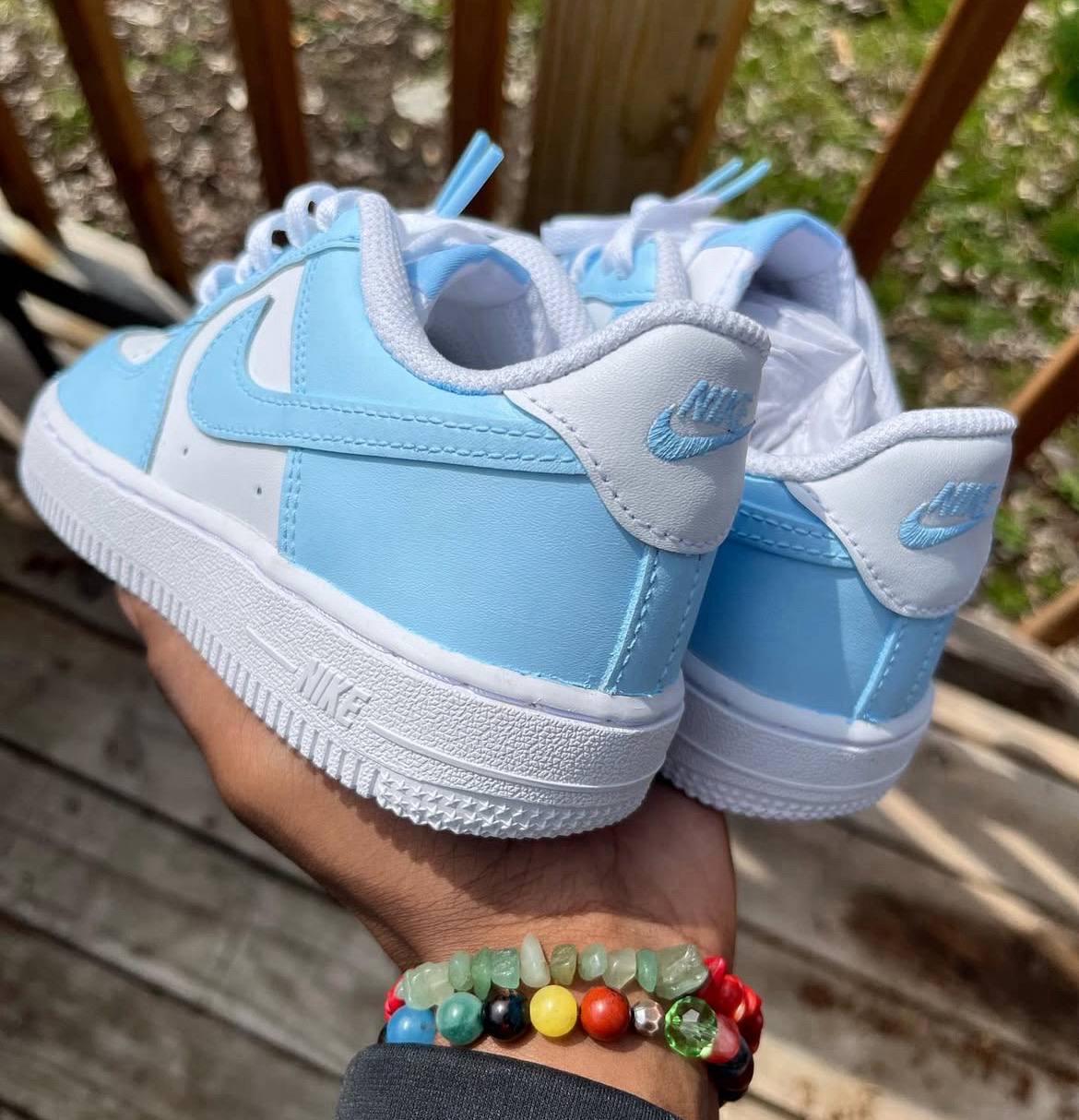 Nike Air Force 1 Custom Baby Blue Sneakers - Etsy