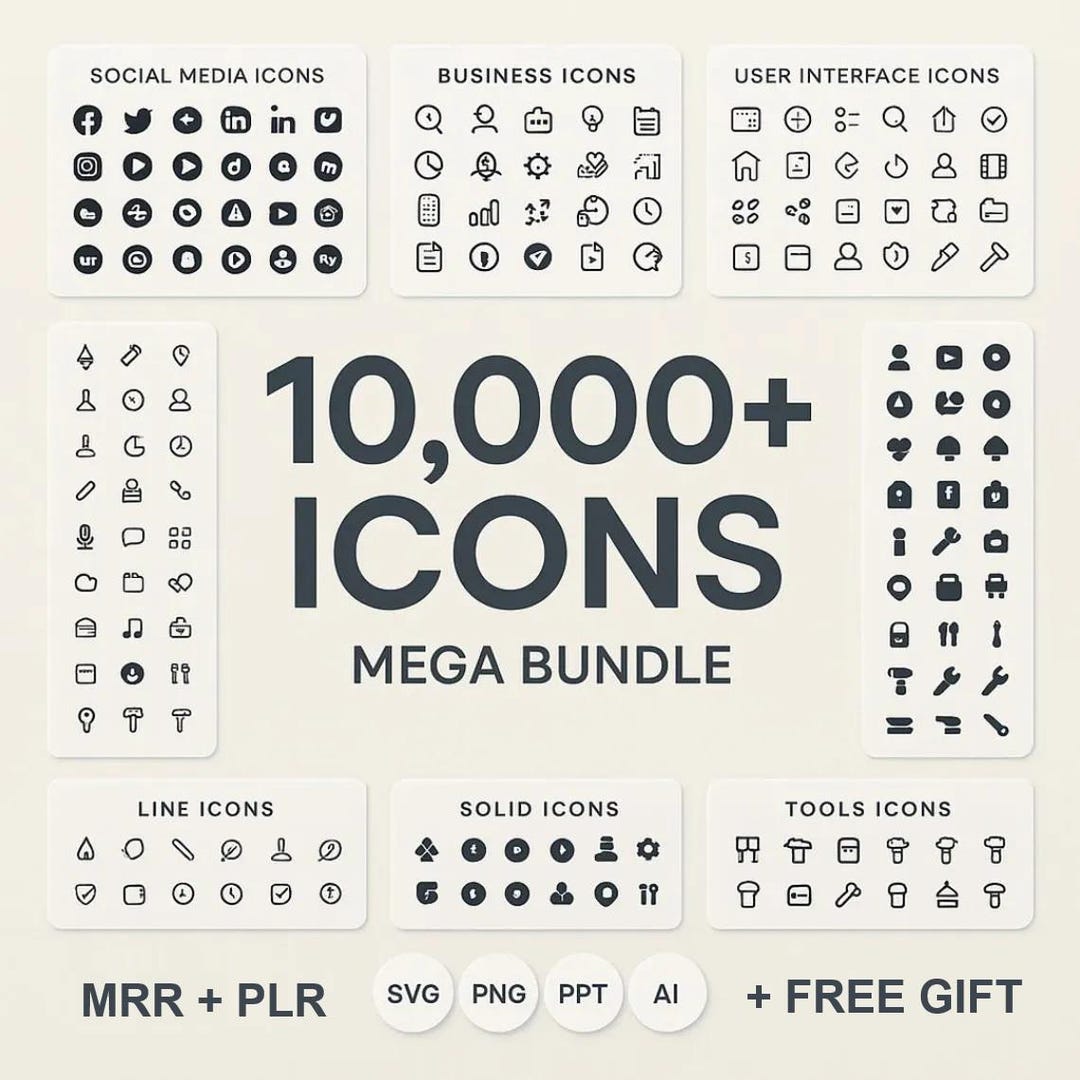 10,000 Icons Mega Bundle | SVG PNG PSD | Vector & Ul Icon Pack - Etsy