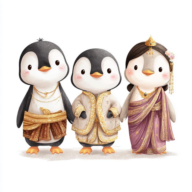 Penguin Clipart Bundle Halloween Christmas Thai Costume 12 PNG Cartoon ...