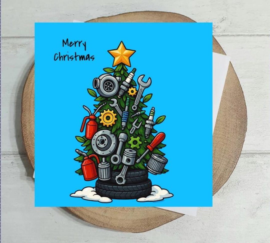 Mechanic Inspired Christmas Card, Personalised Christmas Cards, Dad ...