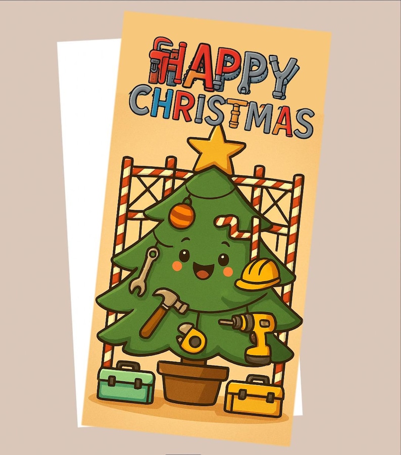 Builder Dad Christmas Card, Tools Tree Design (blank Inside) - Etsy UK