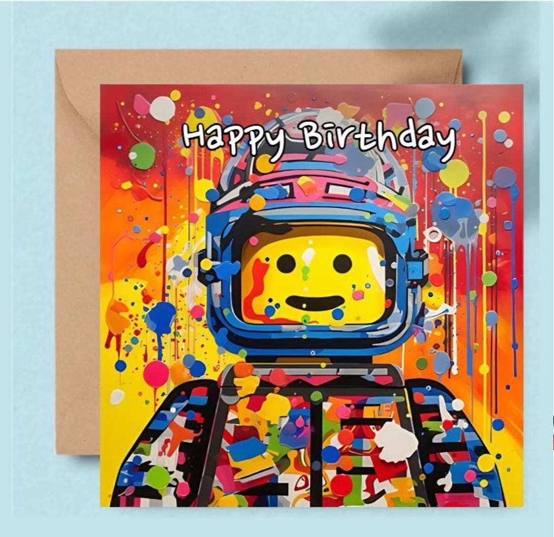 Birthday Card: Custom Brick Man Building Blocks Birthday Card (name and ...