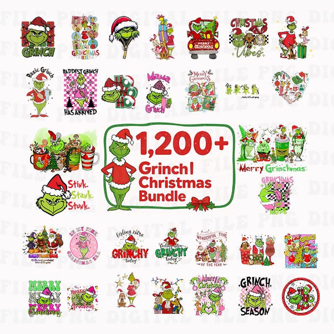 1200+ Grinch Christmas PNG, Mega Bundle, Merry Grinchmas Clipart Pack ...