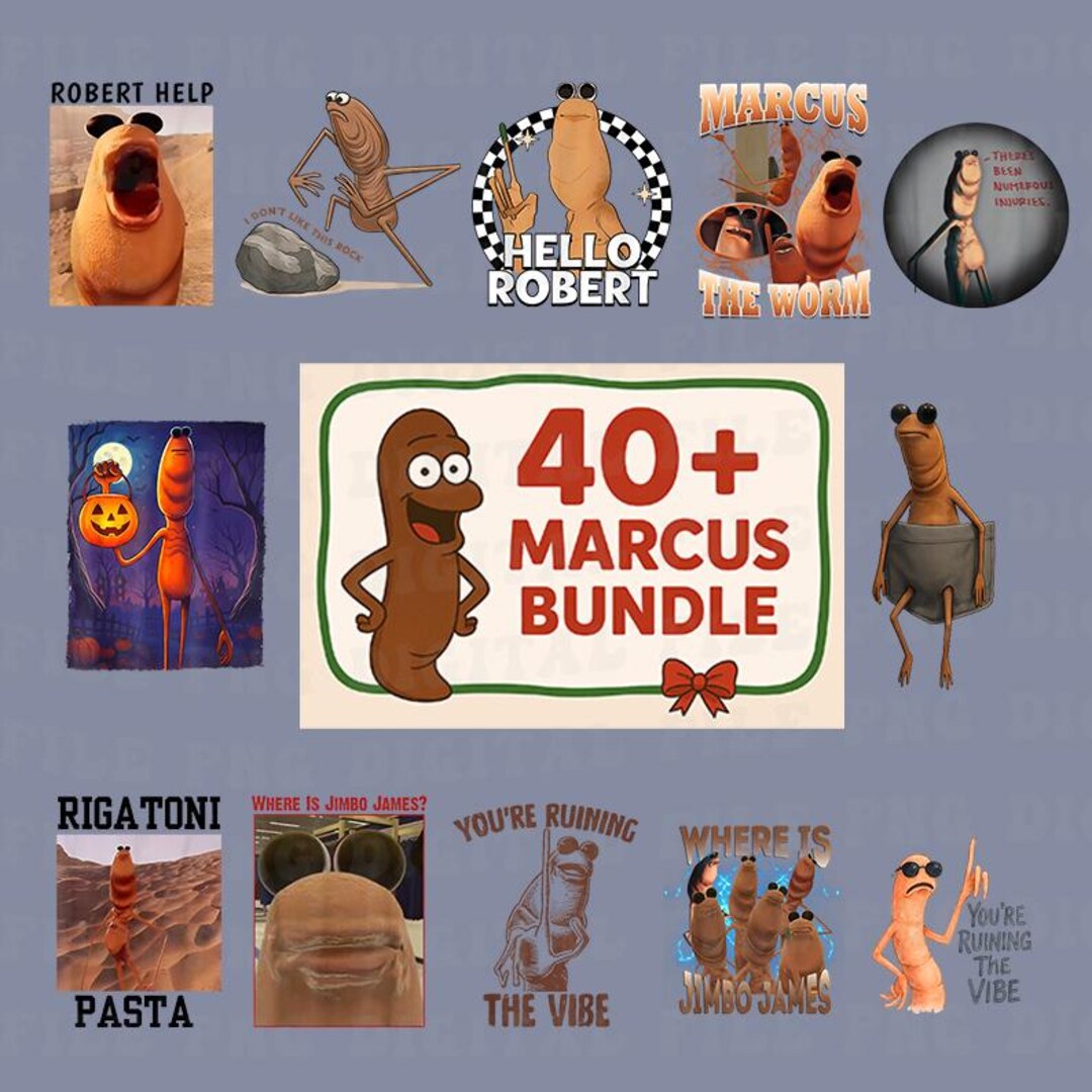40+ Marcus the Worm Robert Help PNG Bundle, Womens Marcus the Worm PNG ...