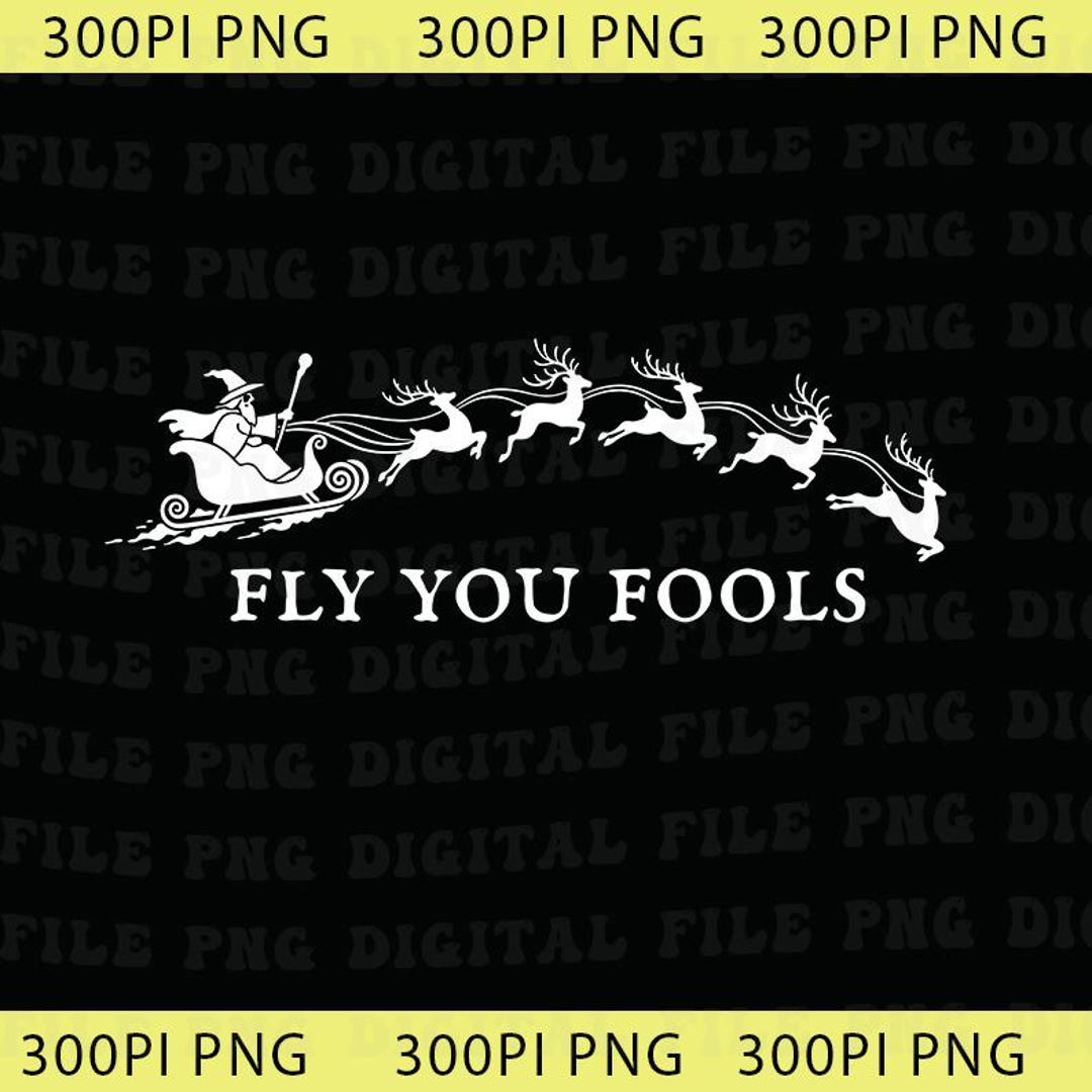 Fly You Fools Funny Christmas LOTR Png, Gandalf Reindeer Png, Holiday ...