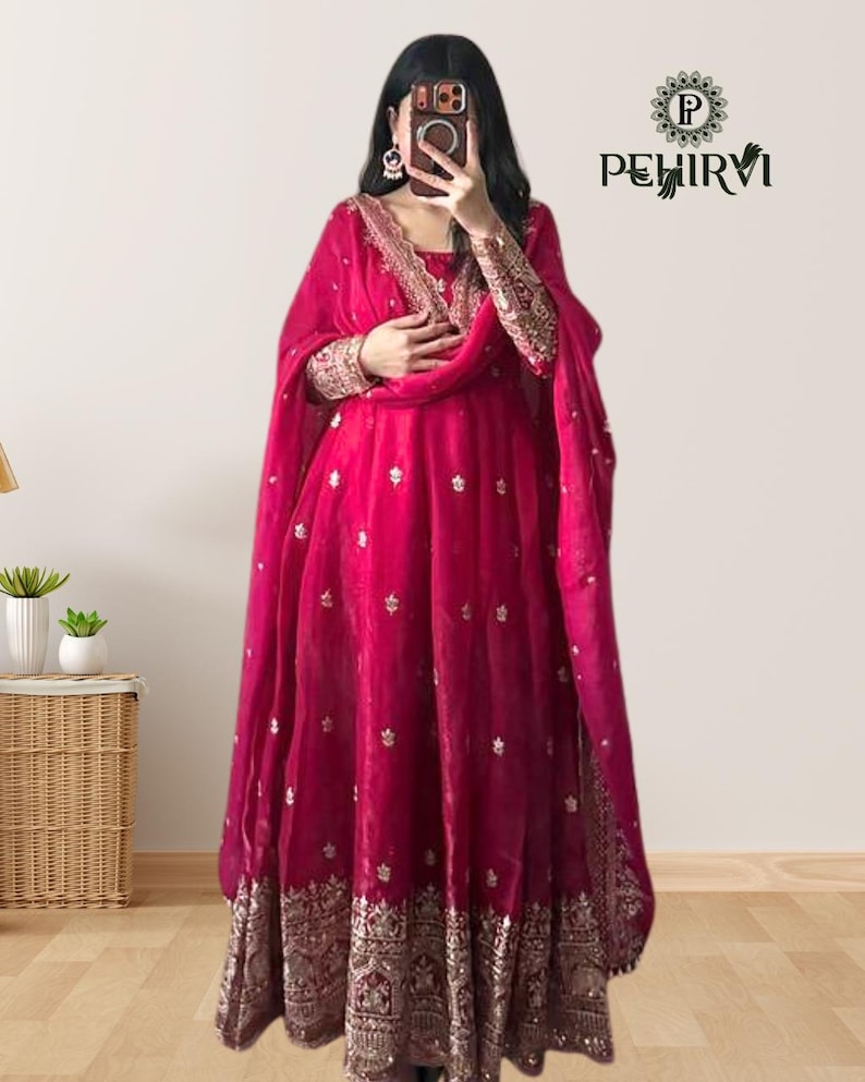 Anarkali Suit for Women, Sequence Embroidered Indian Dress, Wedding ...