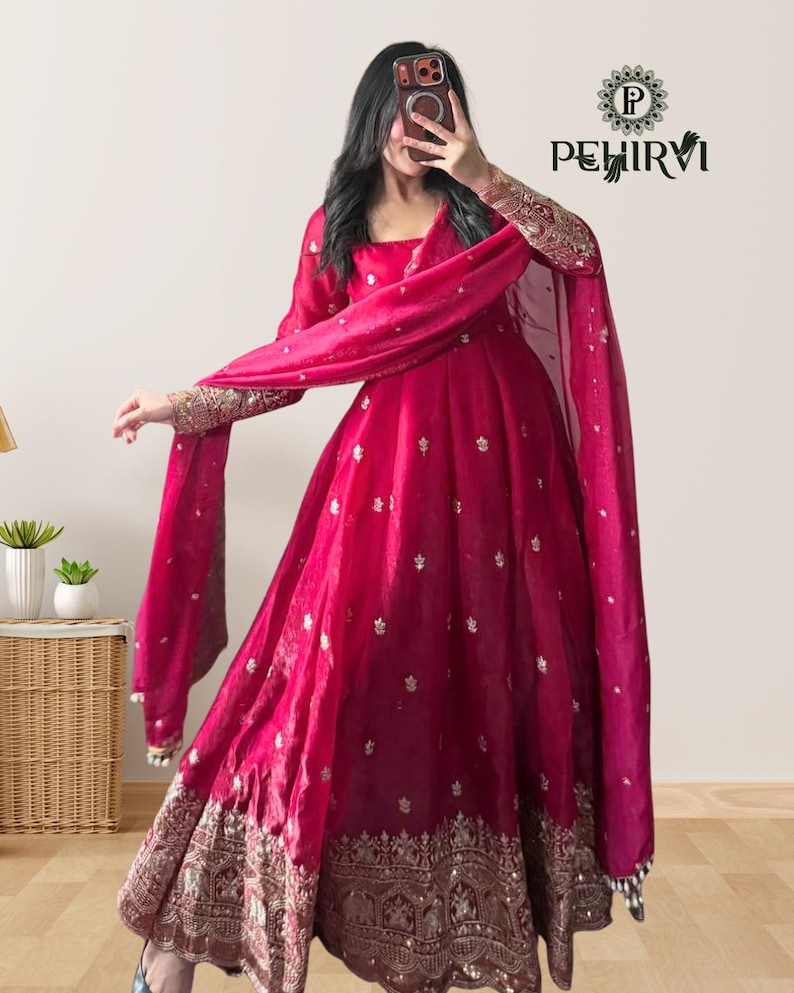 Anarkali Suit for Women, Sequence Embroidered Indian Dress, Wedding ...