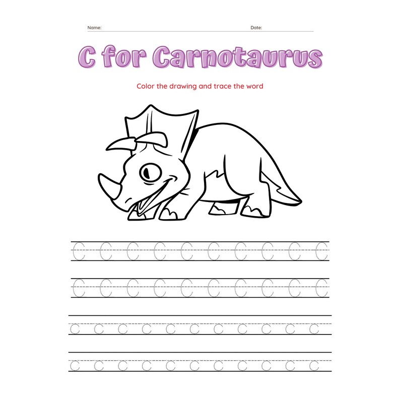 Dinosaur Alphabet Tracing Worksheets for Kids | ABC Handwriting ...