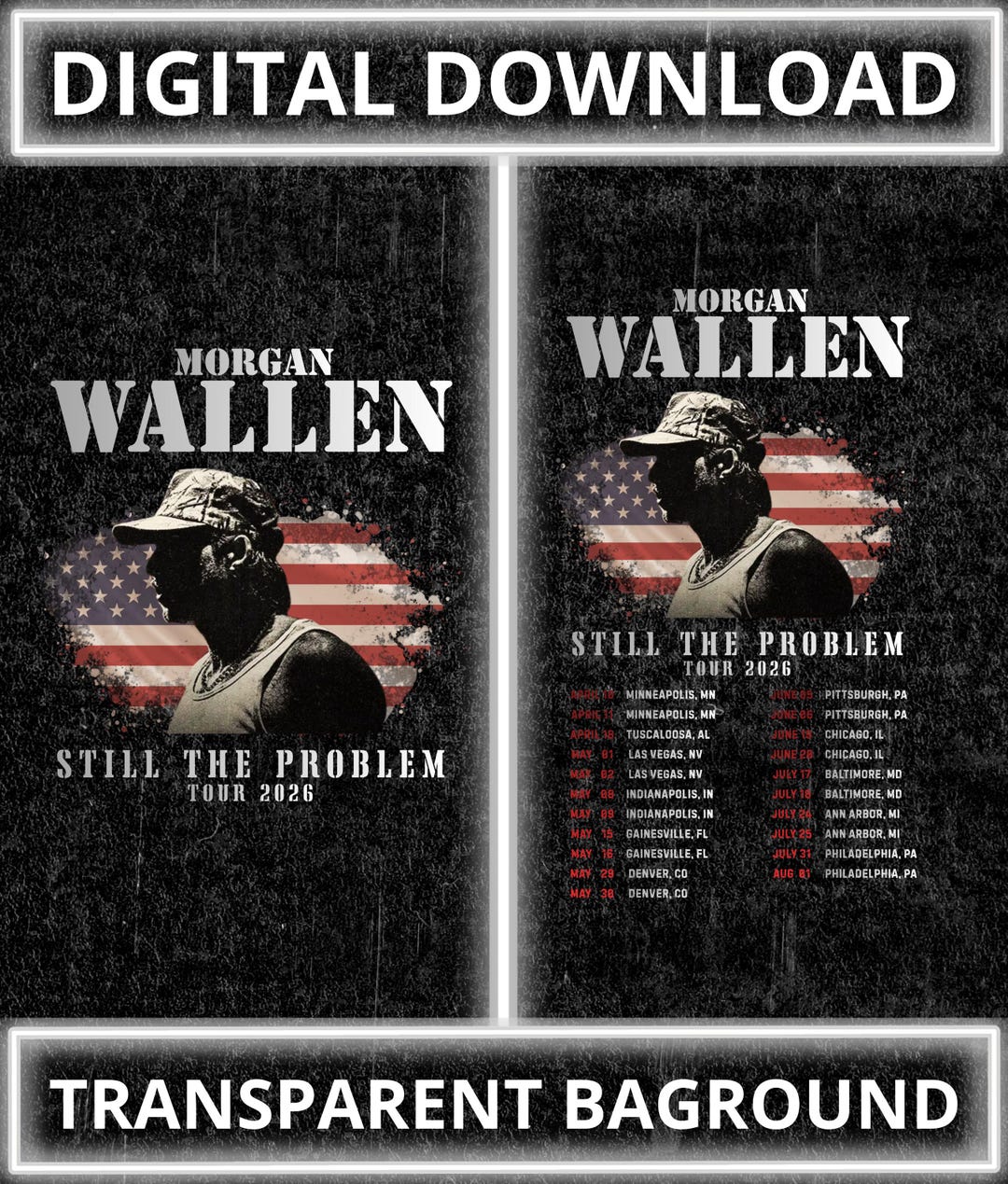 Morgan Wallen PNG File: Still the Problem Tour 2026 (digital Download ...