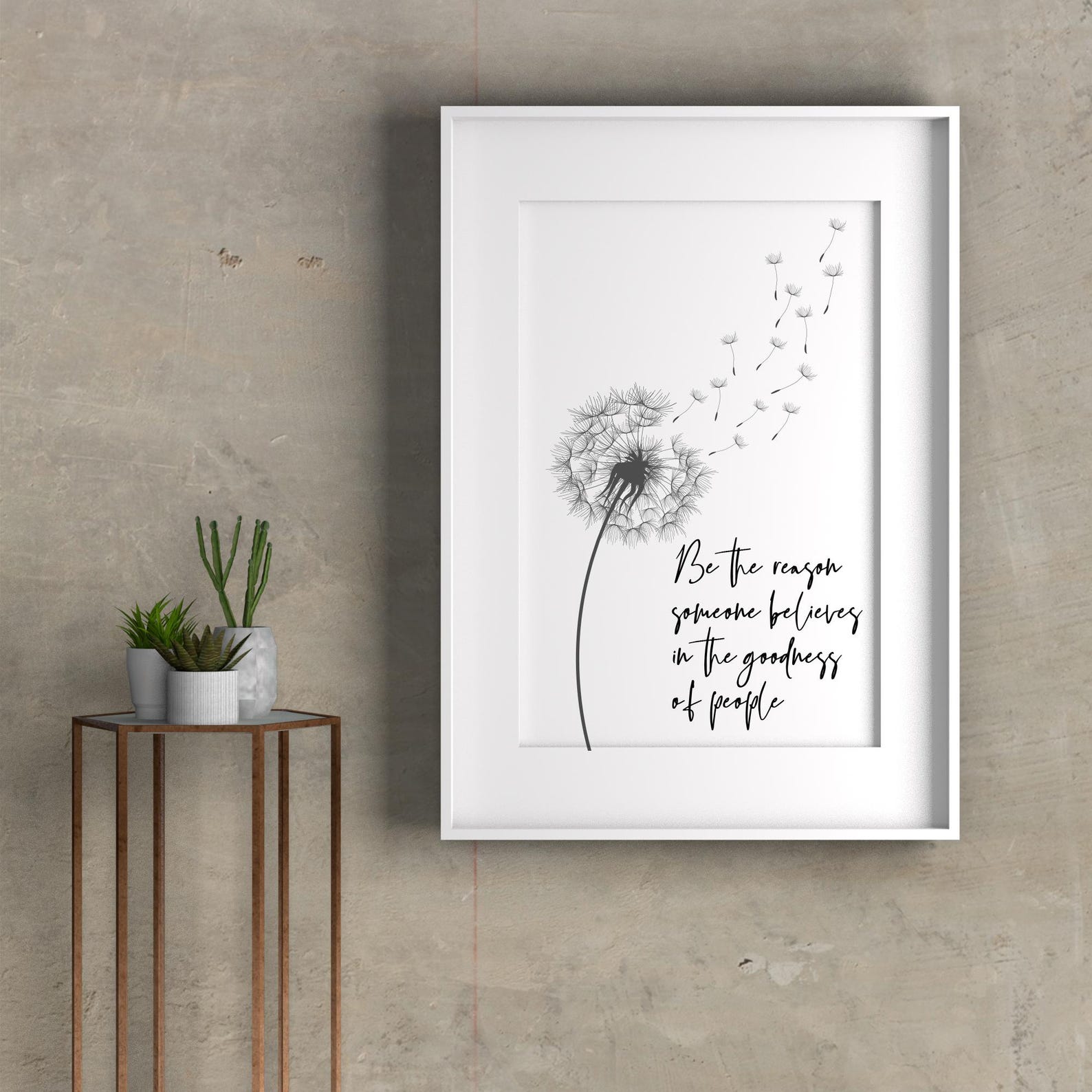 Minimalist Dandelion Quote Print Set, Botanical Wall Decor (digital ...