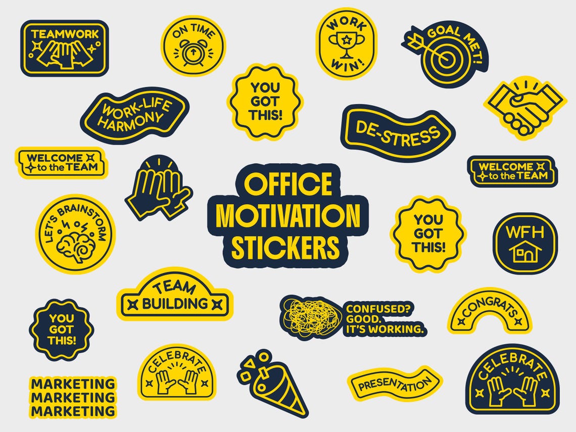 Office Motivation Stickers | Work & Team Productivity Sticker Pack ...