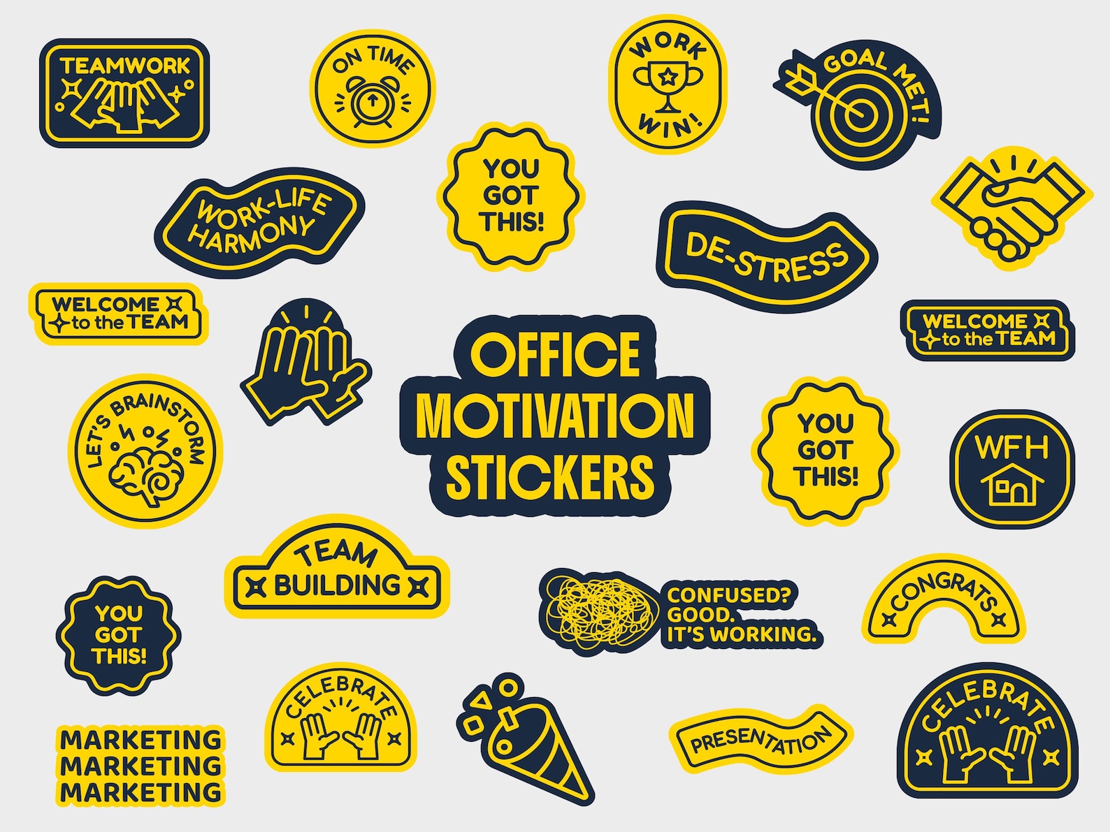 Office Motivation Stickers | Work & Team Productivity Sticker Pack ...