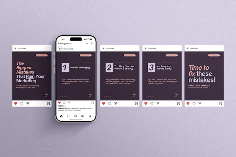 Canva Instagram Carousel Templates: Personal Branding Social Media Kit ...