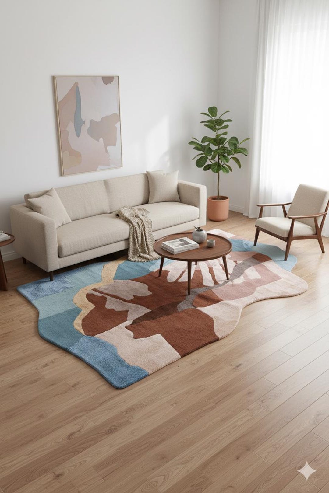 Modern Abstract Freeform Rug, Contemporary Multicolor Hand-tufted Wool ...