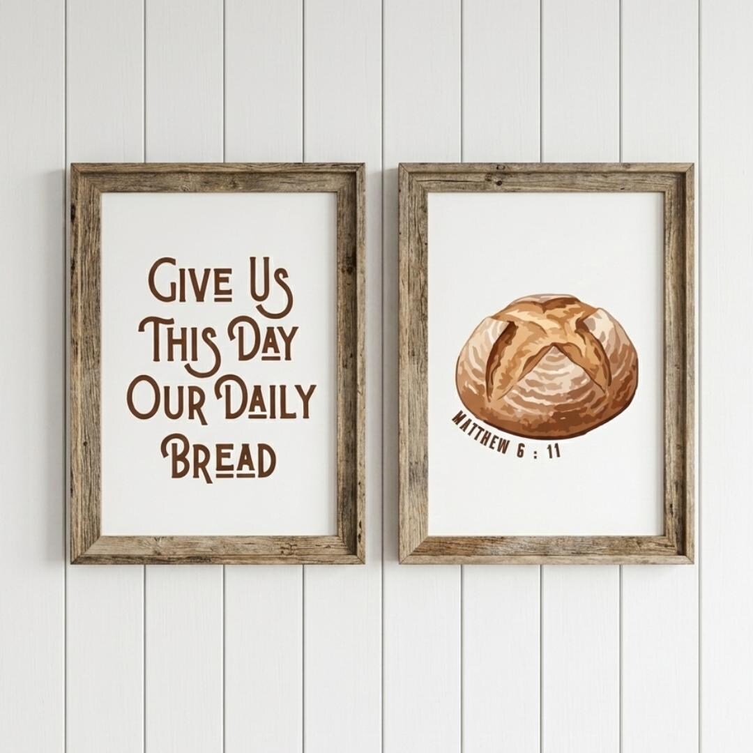 Christian Kitchen Sourdough Wall Art, Give Us This Day Our Daily Bread ...