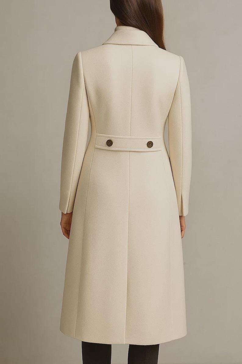 Handmade Ivory Wool Long Coat: Custom Tailored Winter Overcoat - Etsy