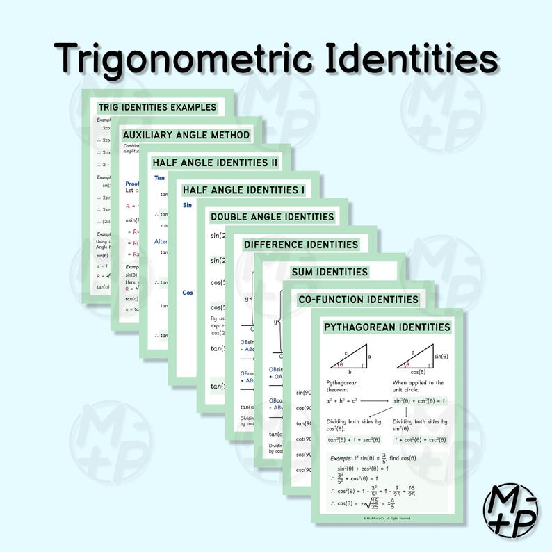 Math Posters: Complete Trigonometry Bundle (set of 42) - High School ...