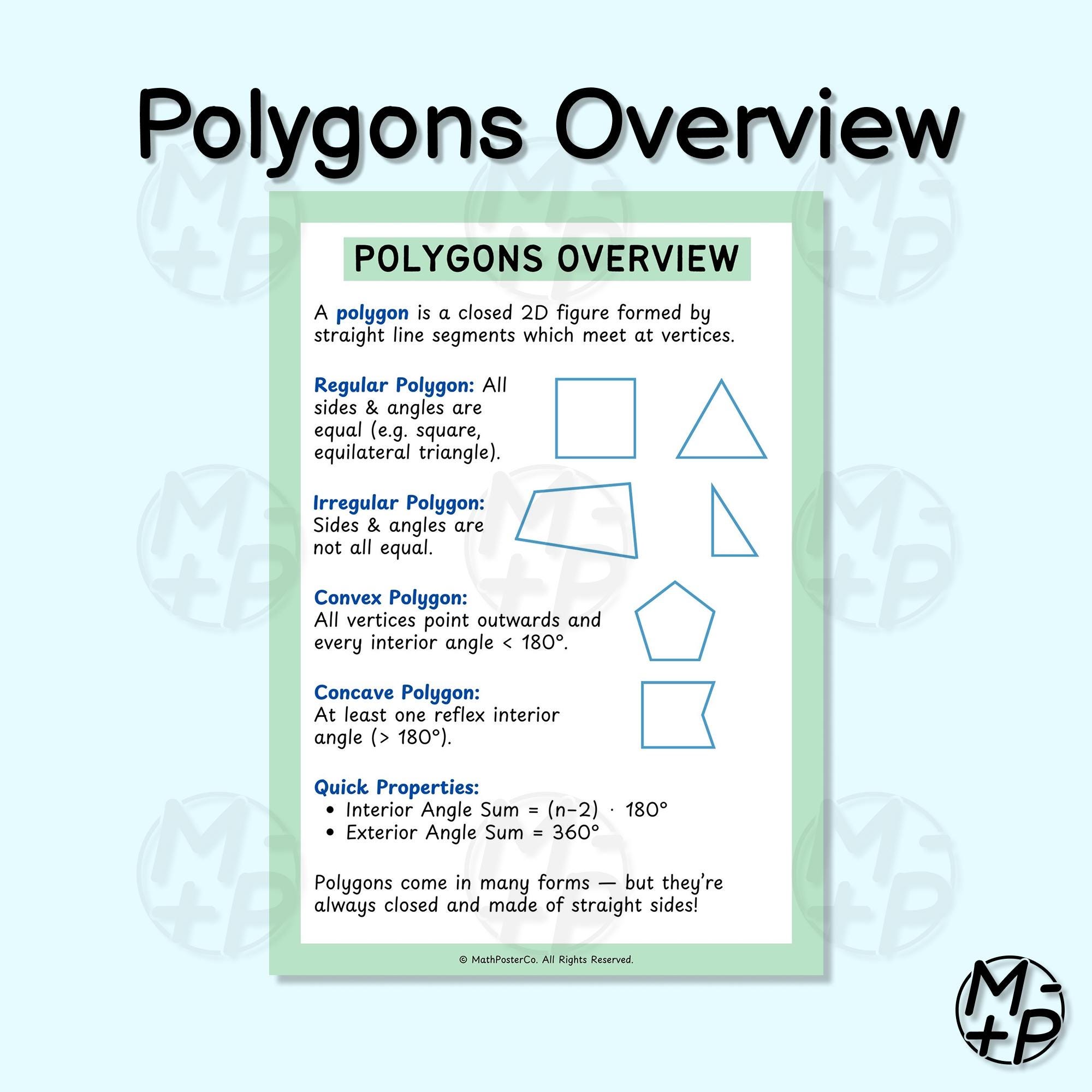 Geometry Foundations Posters (set of 6): Angles, Lines, Polygons, Basic ...